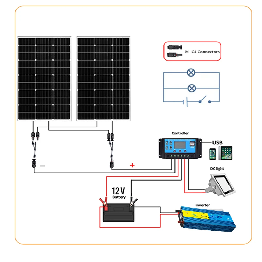 220v-1kwh-solar-panels-complete-kit-12-volts-110V-1000W-Inverter-200 ...