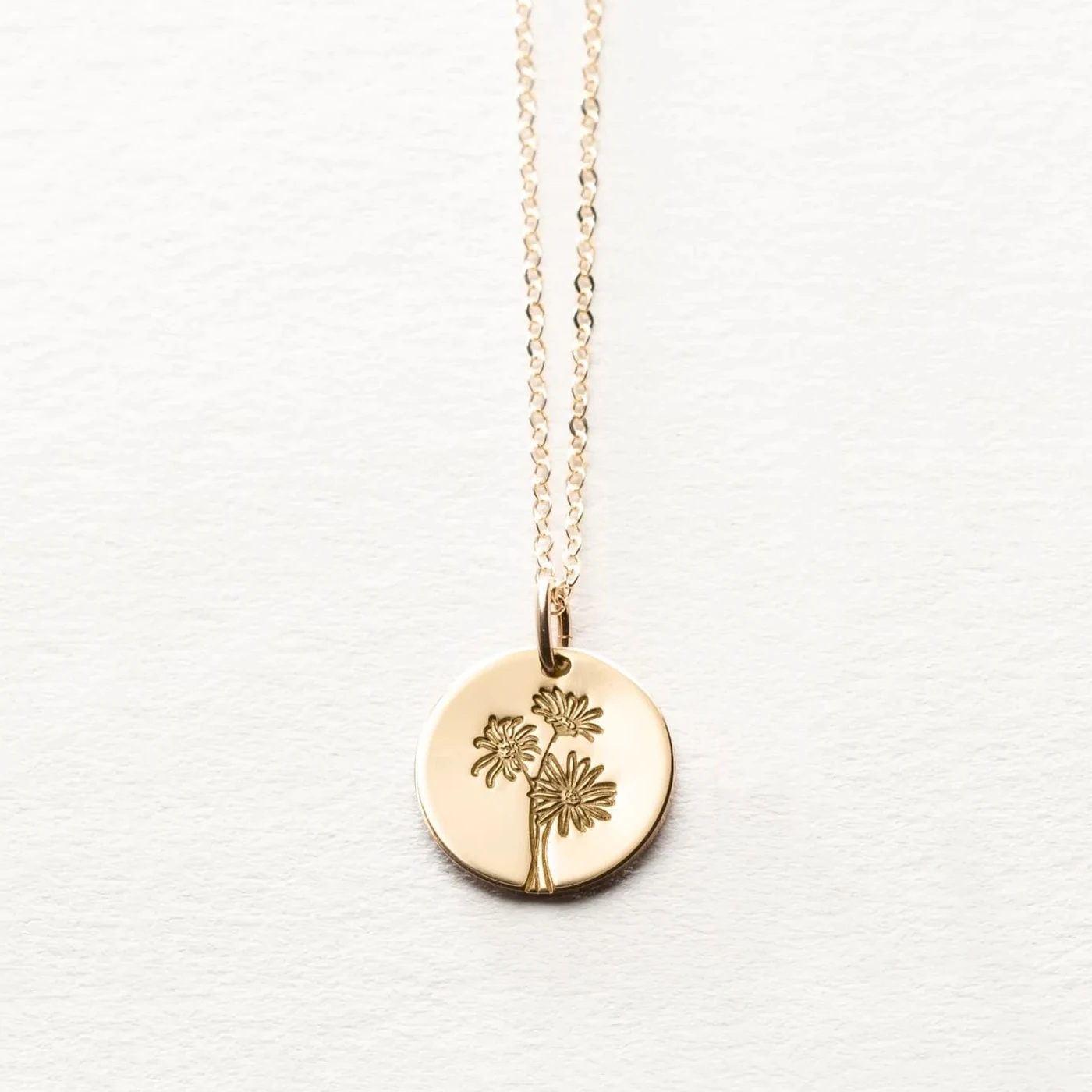 Daisy Flower Necklace 14k Gold Filled Custom Illustration Coins Choker ...