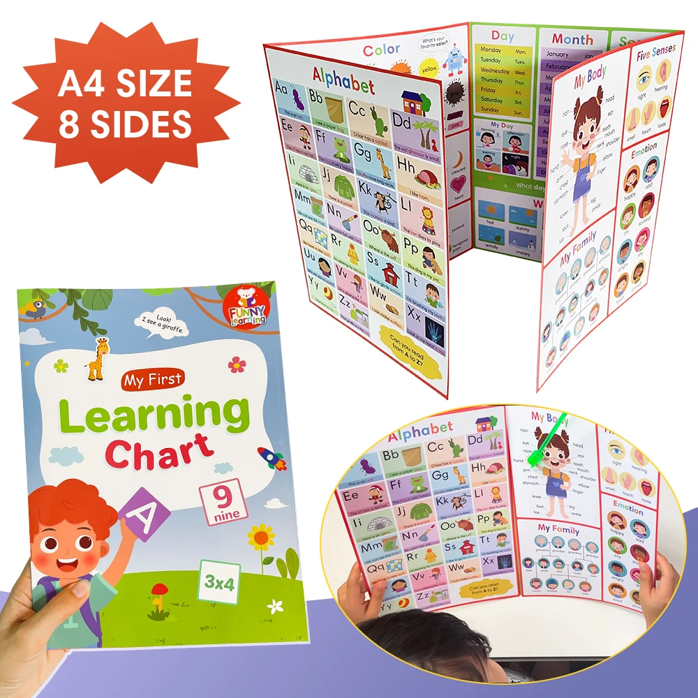 Kid My First Learning Chart Poster Book Numbers1-100 Colors Alphabet ...