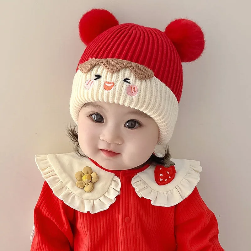Christmas Red Baby Knit Hat Autumn Winter Toddler Ear Protection Hat ...