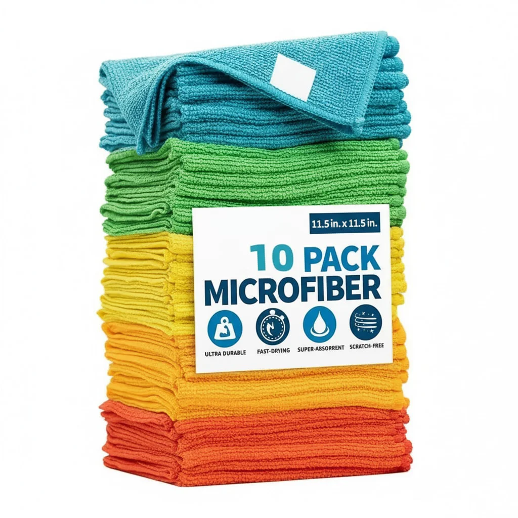 10PCS Assorted Colors Microfiber Cleaning Cloths Durable Fast-Drying ...