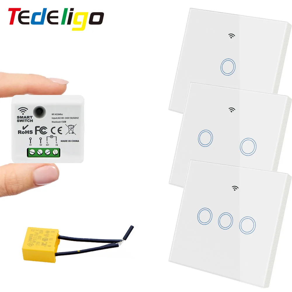 TEDELIGO-Smart-Light-Switch-Without-Neutral-220V-130W-Breaker-Wireless ...