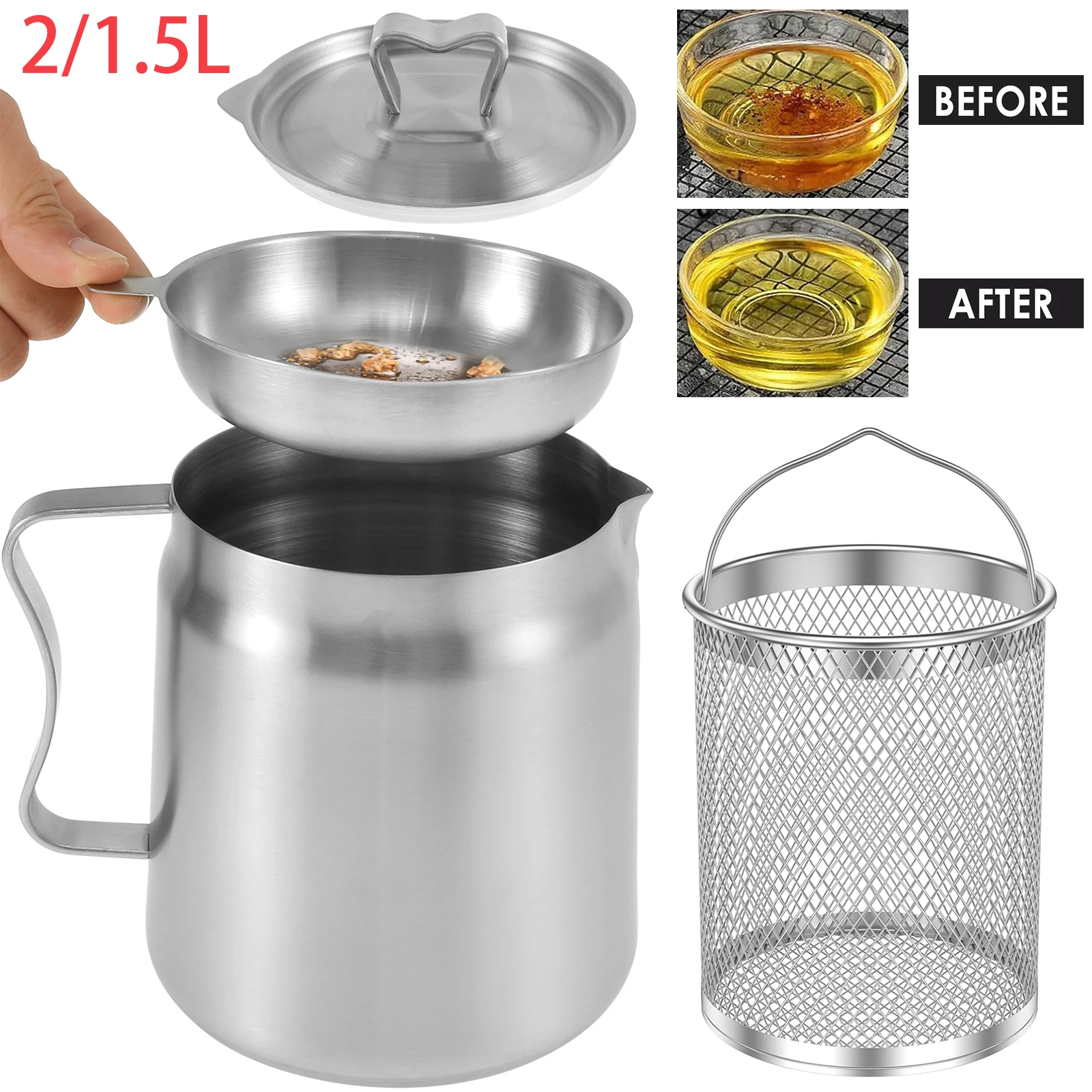 Oil-Filter-Pot-Stainless-Steel-Oil-Strainer-Pot-with-Fine-Mesh-Strainer ...