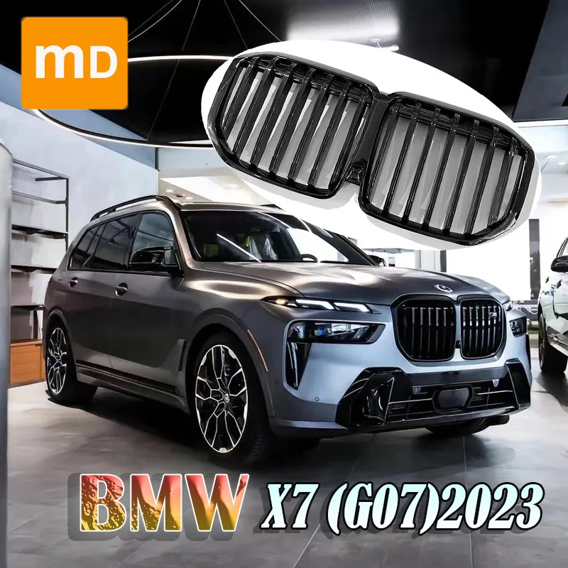 Black-Radiator-Grilles-For-BMW-2023-X7-G07-LCI-Shiny-Black-Front-Double ...