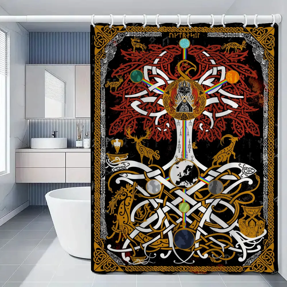 Viking-Shower-Curtain-for-Bathroom-Accessories-Set-Folding-Partition ...