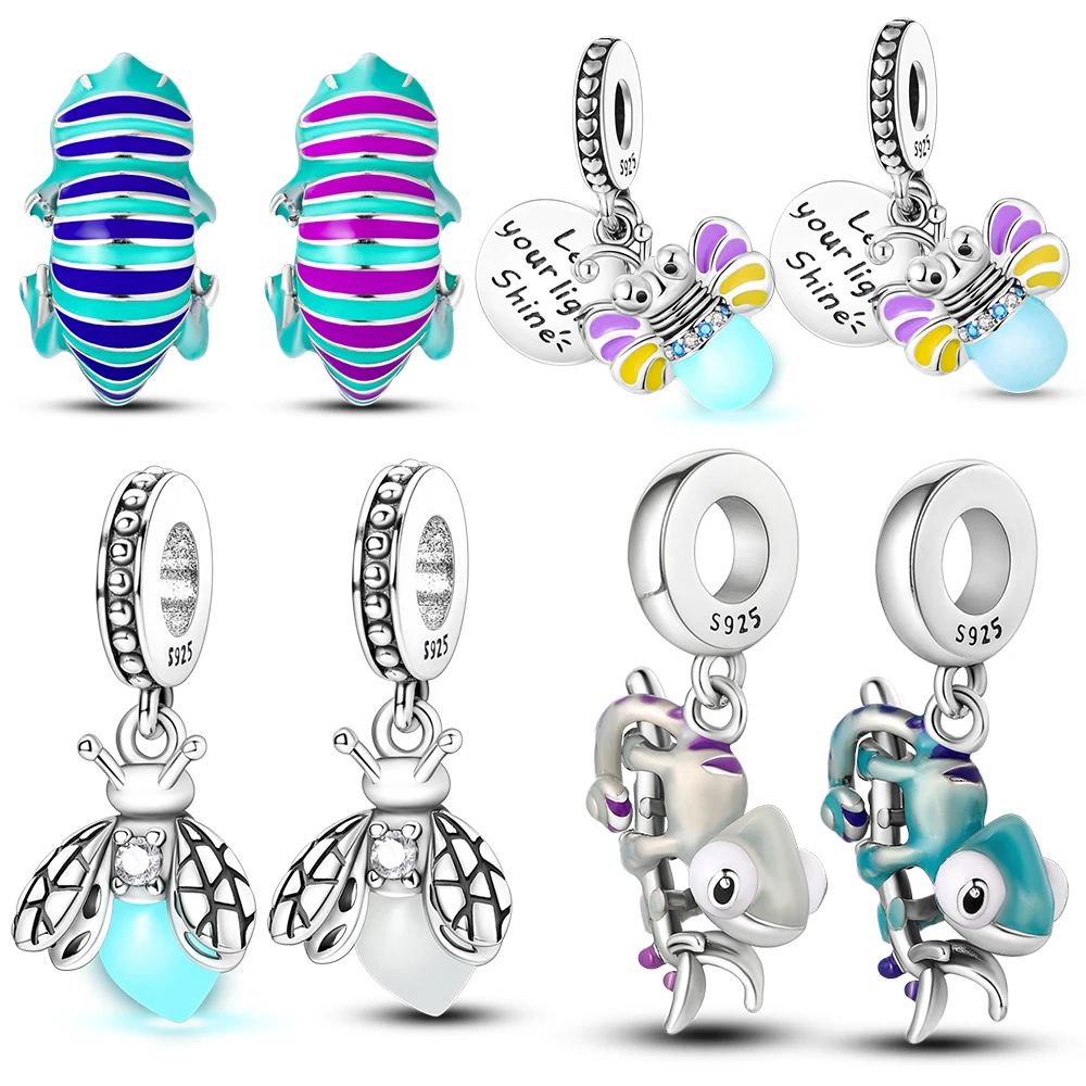 925-Sterling-Silver-Chameleon-Glowworm-Animal-Charms-Changes-Color ...