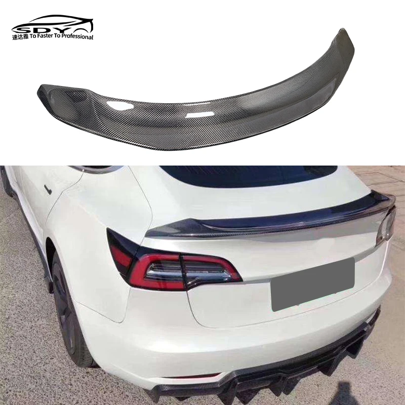 Model 3 V Style Carbon Fiber Rear Spoiler Wing Spoiler for Tesla Model ...