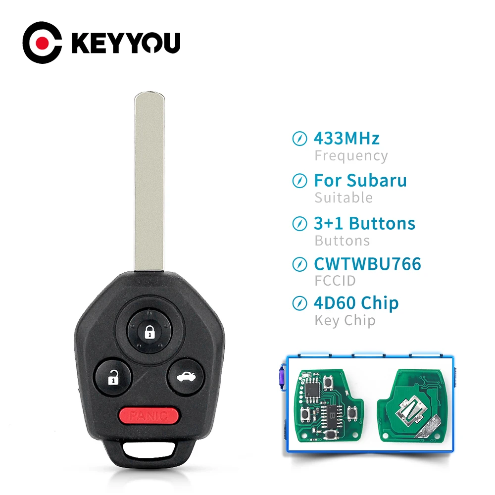 Keyyou 433mhz 4d60/62/g chip para subaru wrx sti forester impreza xv ...