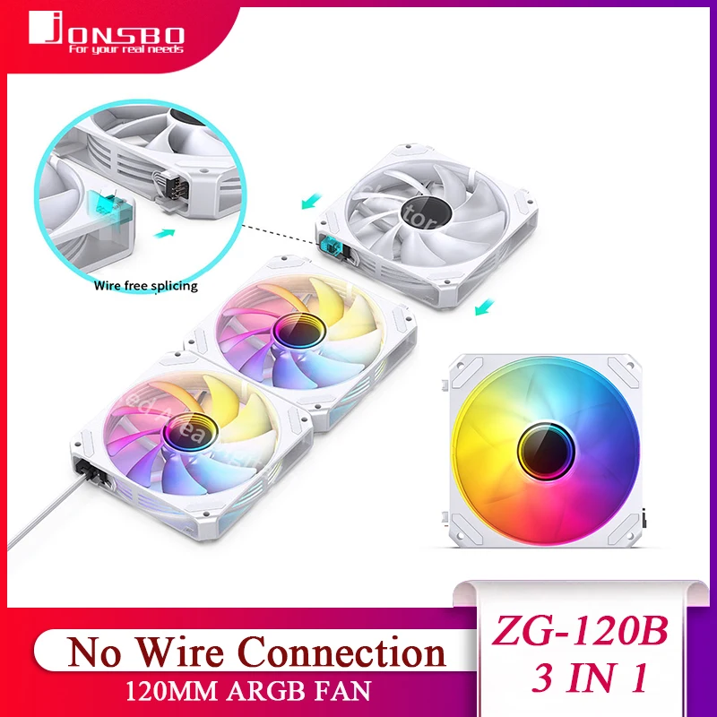 JONSBO ZG 120B 3 IN 1 CPU Cooling Fan PC Computer Case Cooling Slient ...