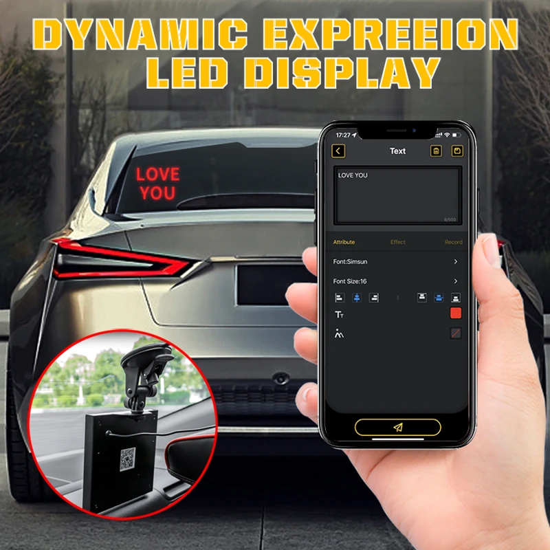 Full Color Led Display On Car Rear Window Mobile Phone App Control Diy ...