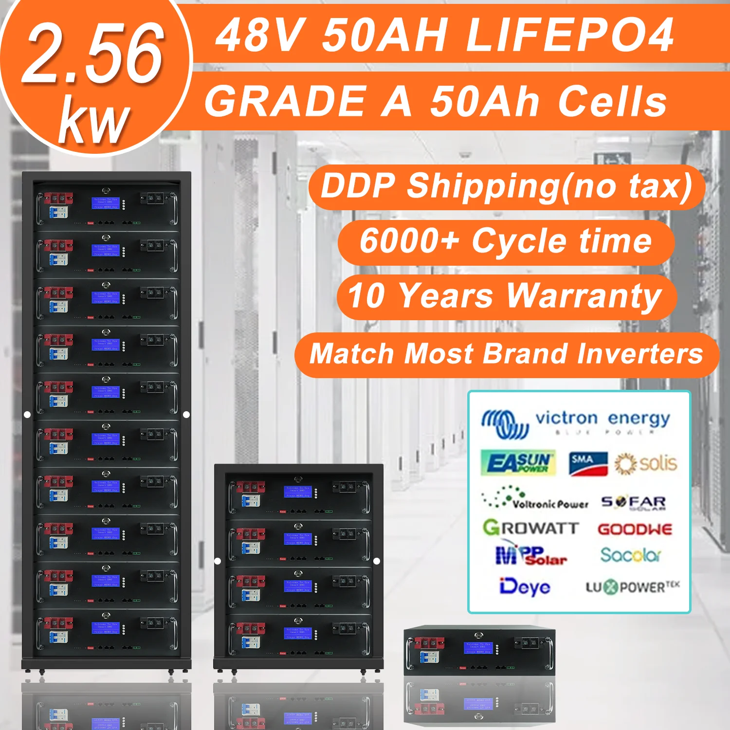 New 48V 50Ah 100Ah LiFePo4 Battery Pack 51.2V 2.5kw Lithium Iron ...