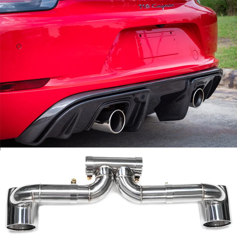 Dual Exhaust Pipes For Porsche 718 BOXSTER UP GT3 GT4 Look Exhaust Tips ...