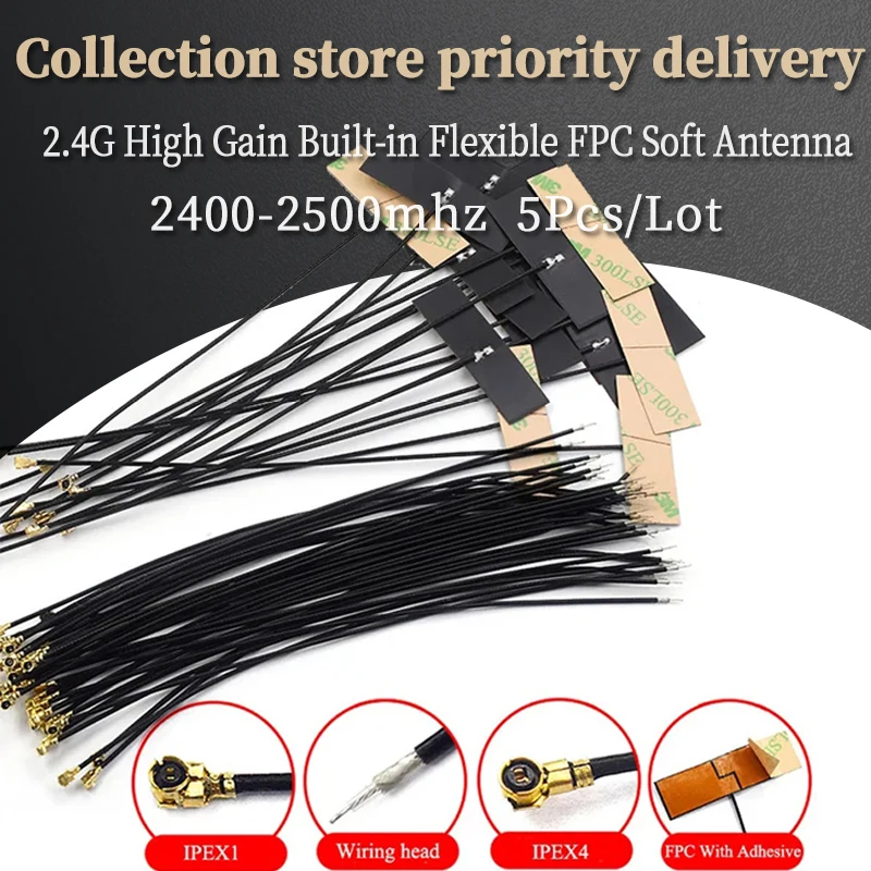 5Pcs-Lot-WiFi-2-4G-High-Gain-Built-in-Flexible-FPC-Soft-Antenna-ZigBee ...