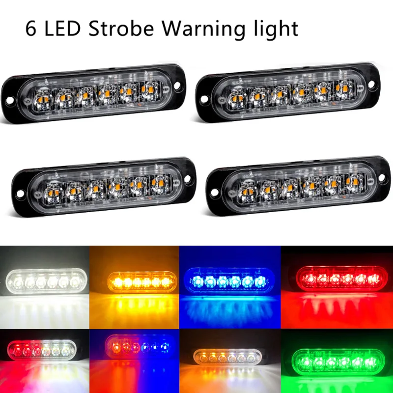 Guadsun-6-Led-Car-Strobe-Warning-Light-12v-24v-Flashing-White-Blue-Red ...
