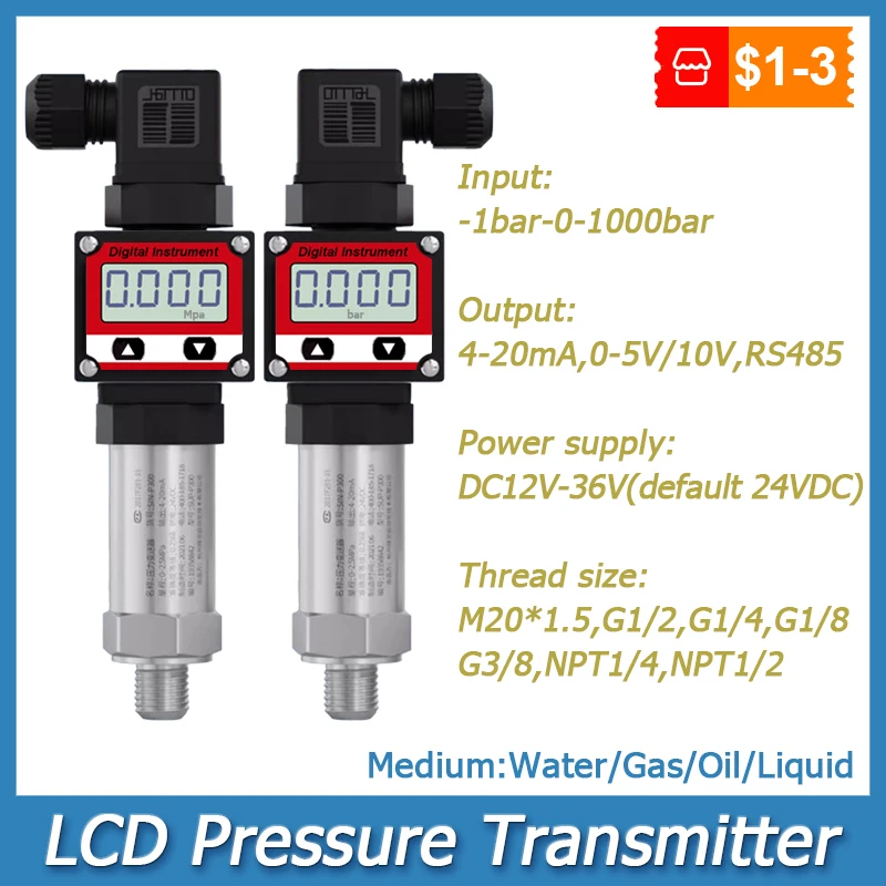 LCD-Display-Pressure-Transmitter-4-20mA-0-5V-10V-RS485-Output-Water-Gas ...