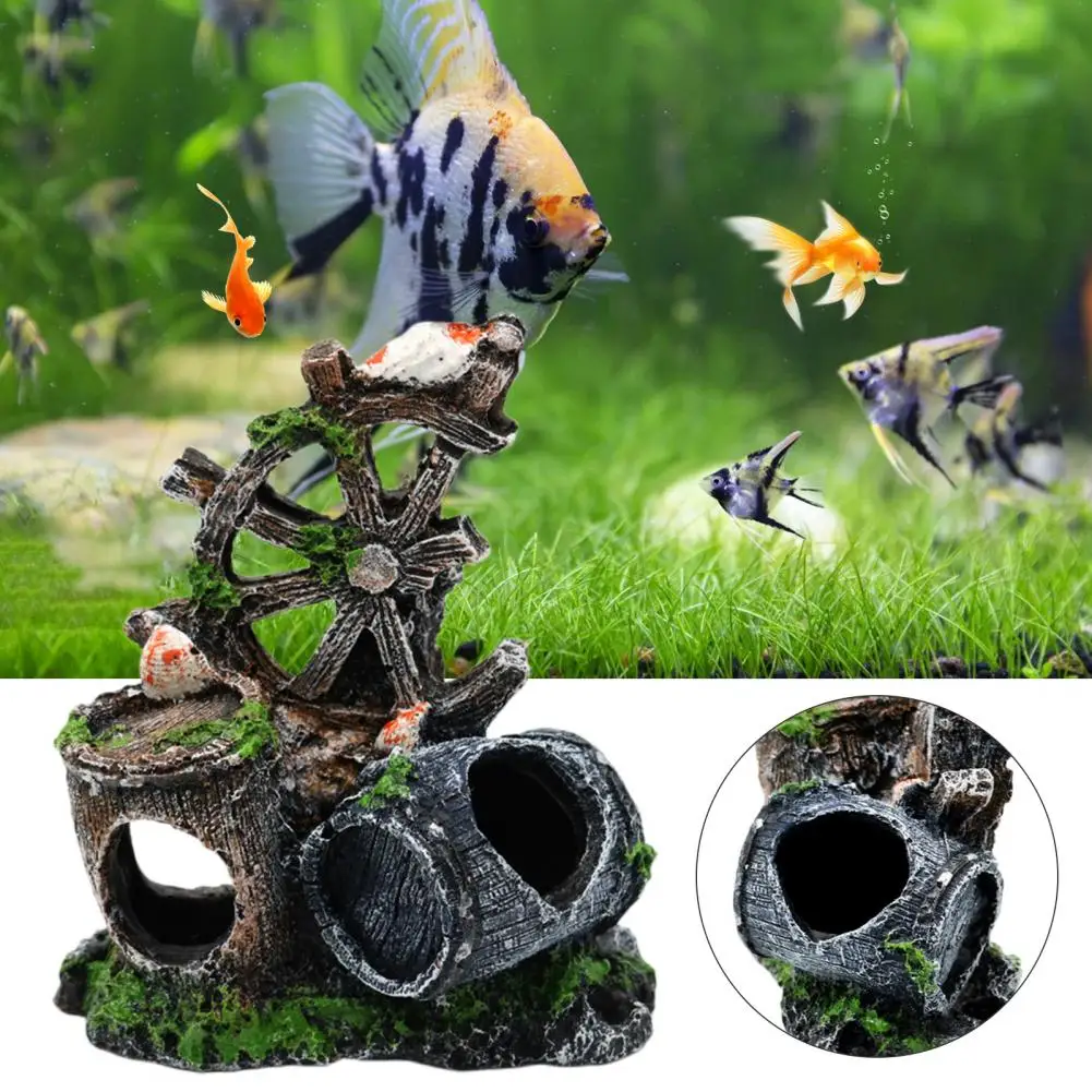 Compact-Hiding-Cave-Fish-Cave-Decoration-Artificial-Barrel-Cave ...