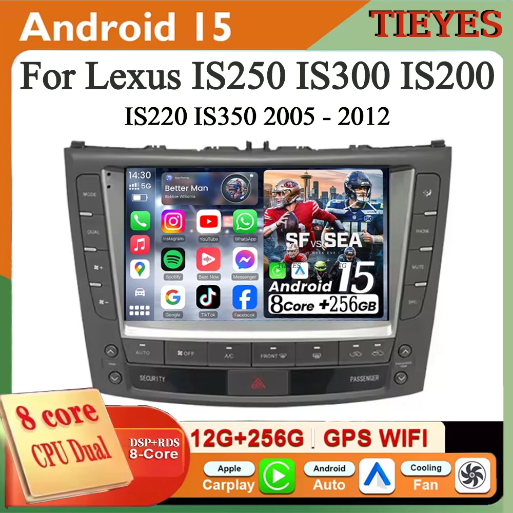 For Lexus IS250 IS300 IS200 IS220 IS350 2005 - 2012 Android 15 Carplay ...