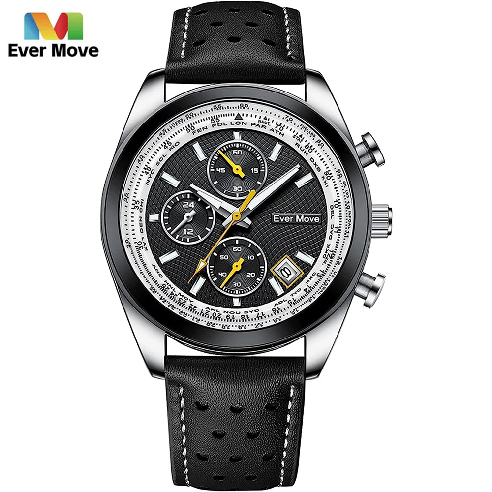 Ever-Move-Novo-rel-gio-de-luxo-para-homens-couro-display-duplo-quartzo ...