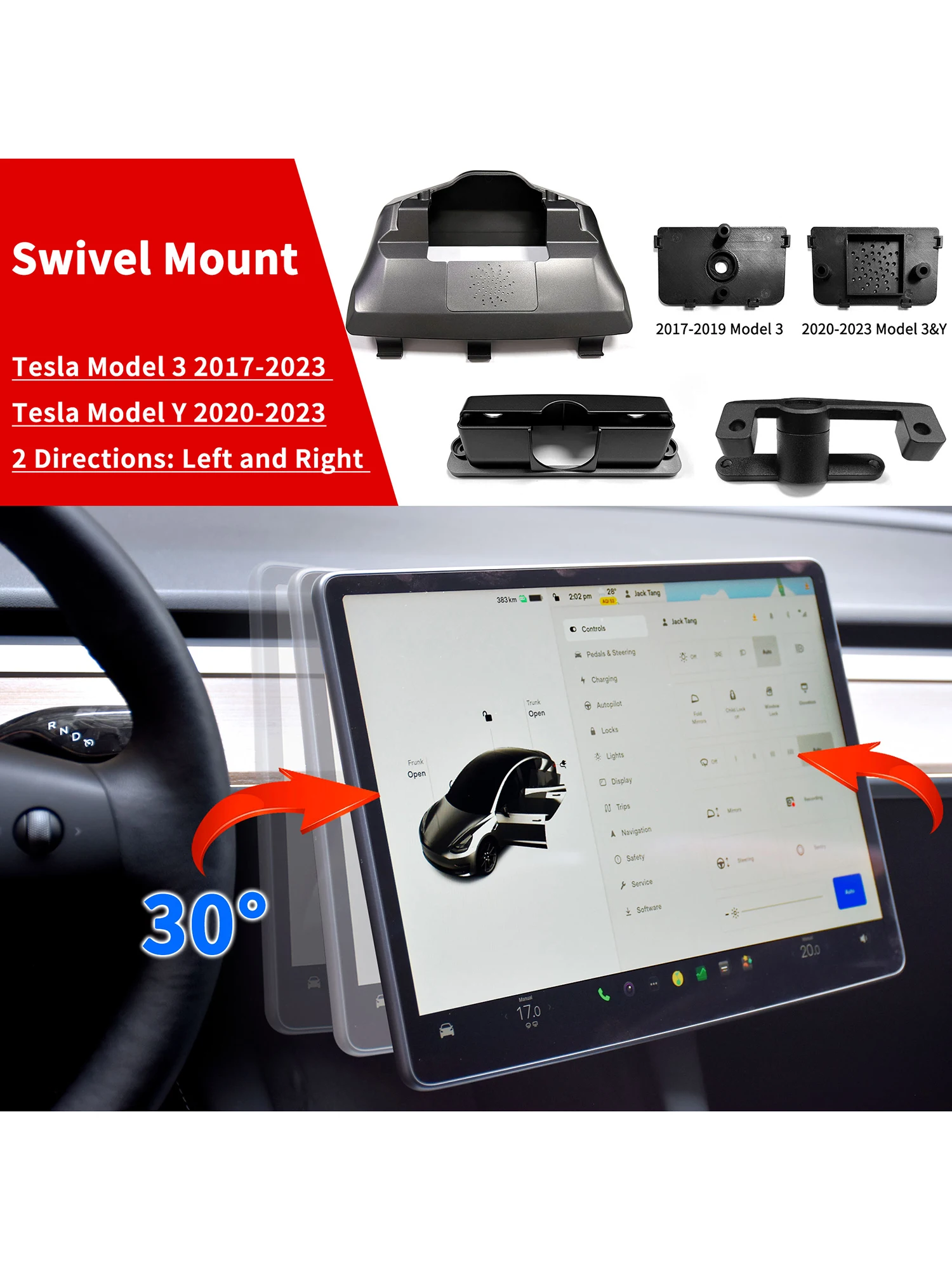 Catronics-Swivel-Tilt-Mount-for-Tesla-Model-3-Screen-Rotate-bracket-Kit ...