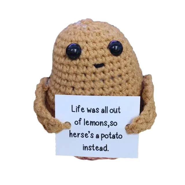 Funny Positive Potato Cute Wool Knitting Doll With Positive Card ...