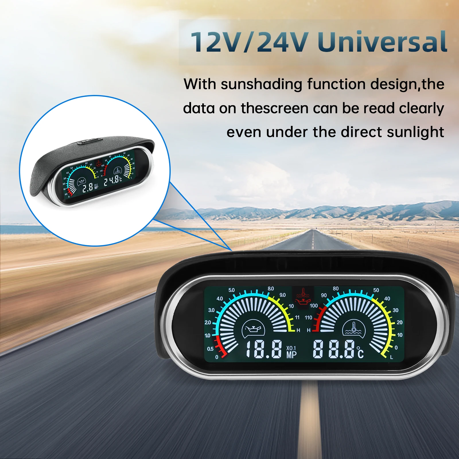 2-In-1-LCD-Car-Digital-Gauge-For-12-24v-Voltage-Vehicles-Oil-Pressure ...