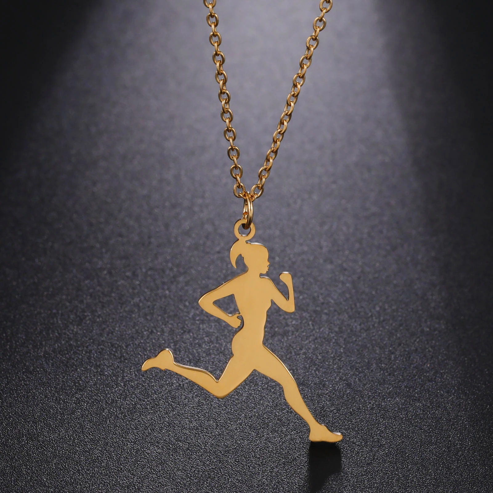 Cazador Exercise Jogging Girl Pendant Necklace for Women Stainless ...