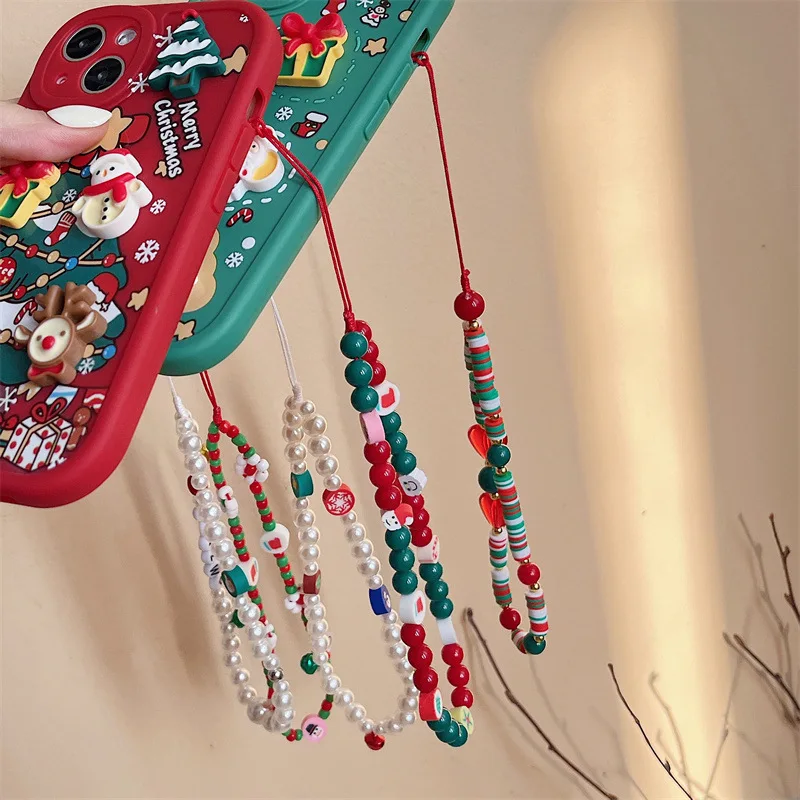 Ins-Christmas-Series-Mobile-Phone-Chain-Santa-Claus-Beaded-Short ...