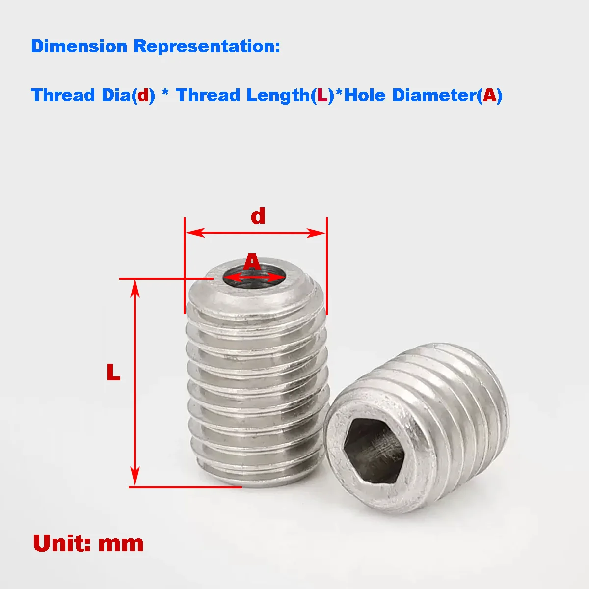 304 Stainless Steel Hollow Set Screw/Through-Hole Valve Core Bolt ...