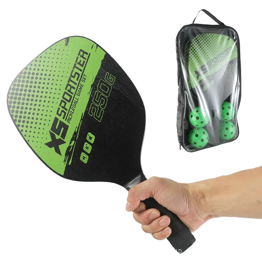 2pcs-set-Green-Pickleball-Rackets-Wooden-4pcs-Pickleball-Balls ...