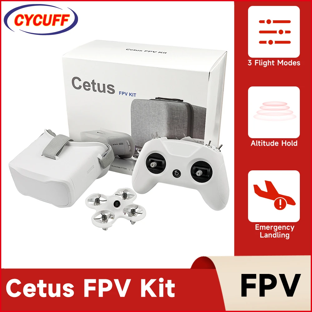 Cetus/Cetus Pro FPV 키트 드론 3 비행 모드, LiteRadio2 SE 송신기 VR02 FPV 고글, 비상 착륙 ...