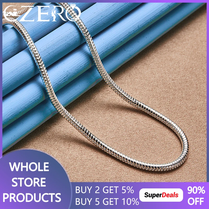 925 Sterling Silver 3mm Snake Chain 16/18/20/24/22/24/26/30 Inches ...