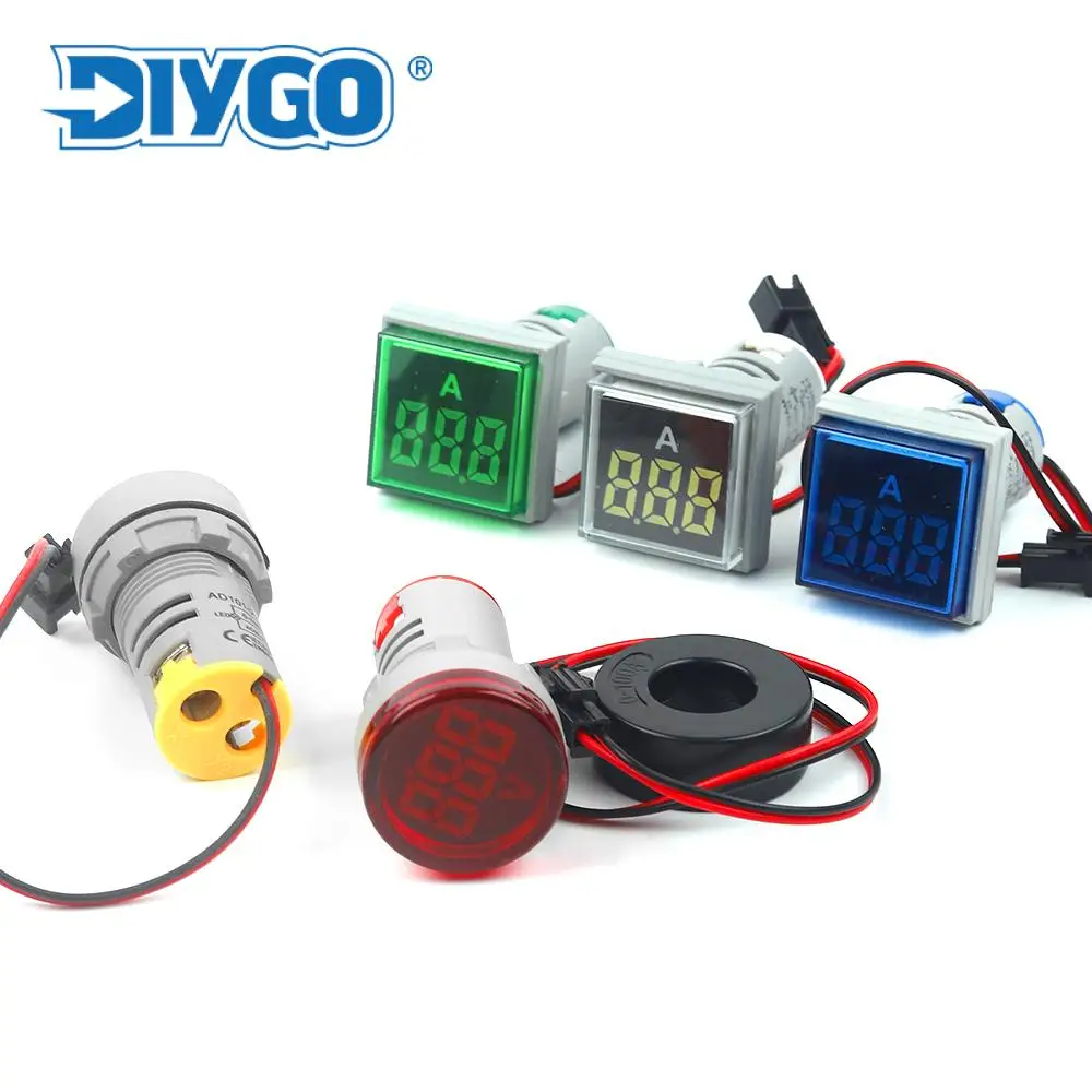 DIY-GO-Brand-New-22MM-0-100A-Digital-Ammeter-Round-Square-Current ...