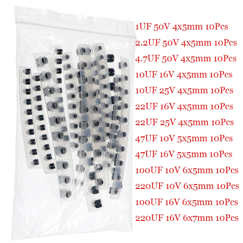 130Pcs-13-Waarde-Smd-Aluminium-Elektrolytische-Condensator-Gevarieerd ...