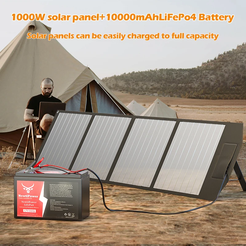 12V-Solar-Generator-1000W-Foldable-Solar-Panel-10000mAh-LiFePO4-Battery ...