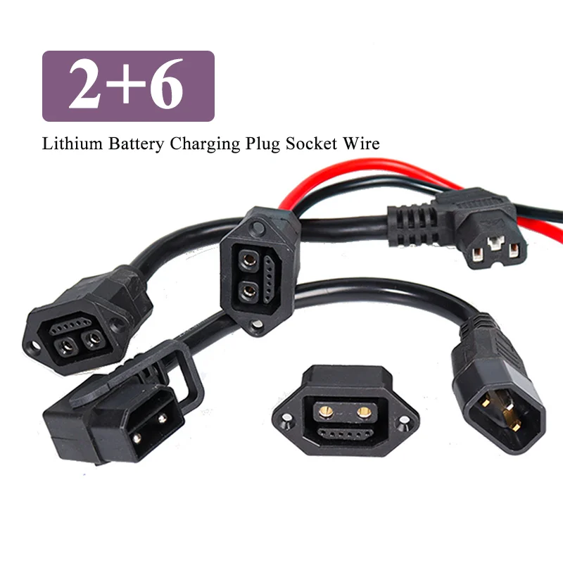 2+6 E-bike Lithium Battery Connector Replacement Charging Plug Socket 8 ...