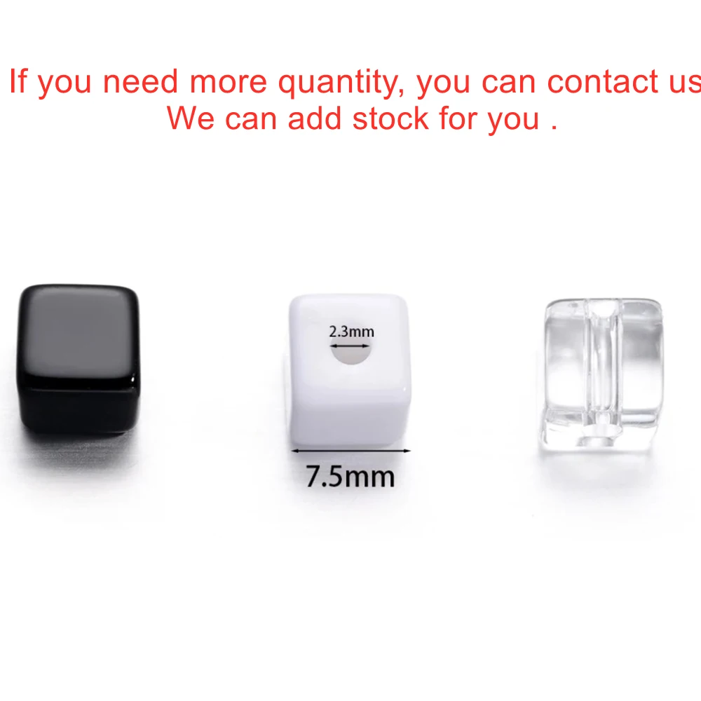 Акриловые квадратные бусины AGCFABS чёрно-белые 7,5 мм | AliExpress