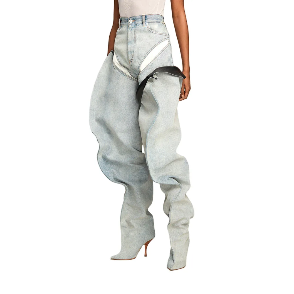 European And American Women's Sexy Fashion Overknee High Legdenim Shoes ...