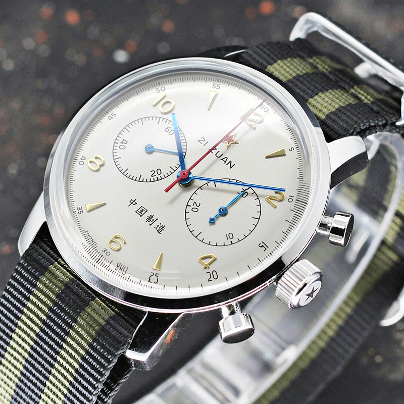 42mm Seagull 1963 Chronograph Air Force Mechanical Watch 21 Zuan Pilot ...