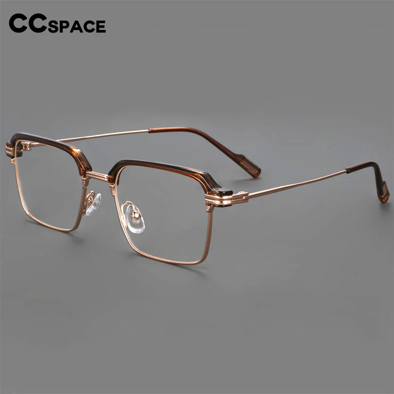55916 Men Metal Eyebrow Square Glasses Frame Business Blu-Ray Glasses ...