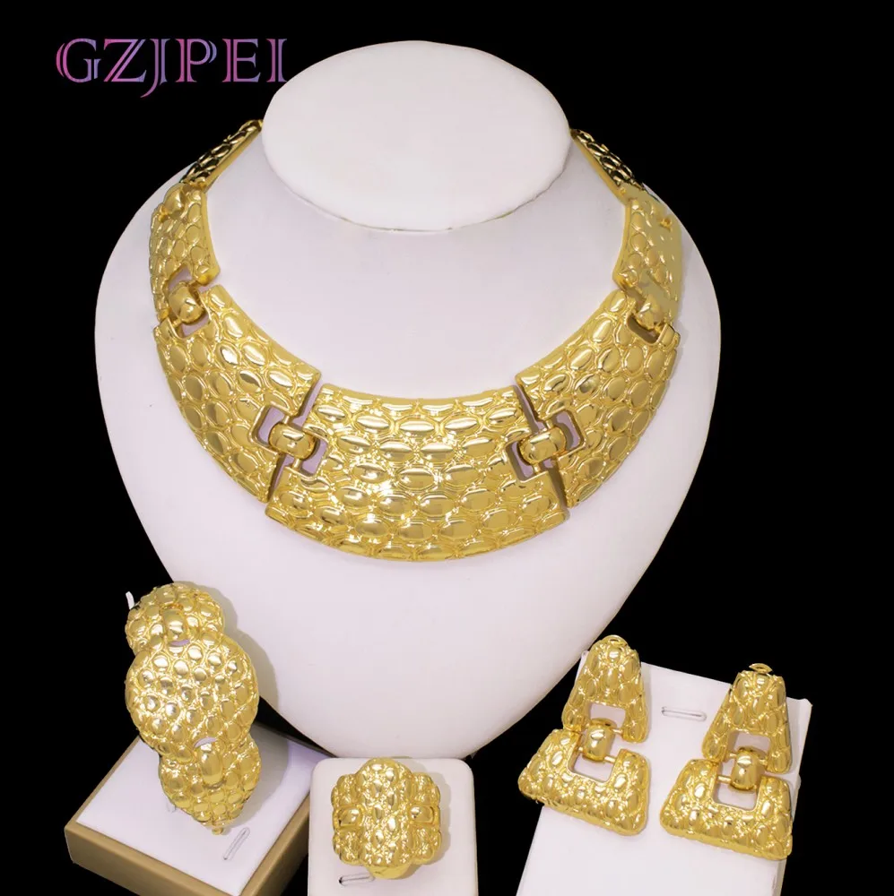GZJPEI Fashion Women's Jewelry Set Hot Selling Brazilian Gold Colour ...