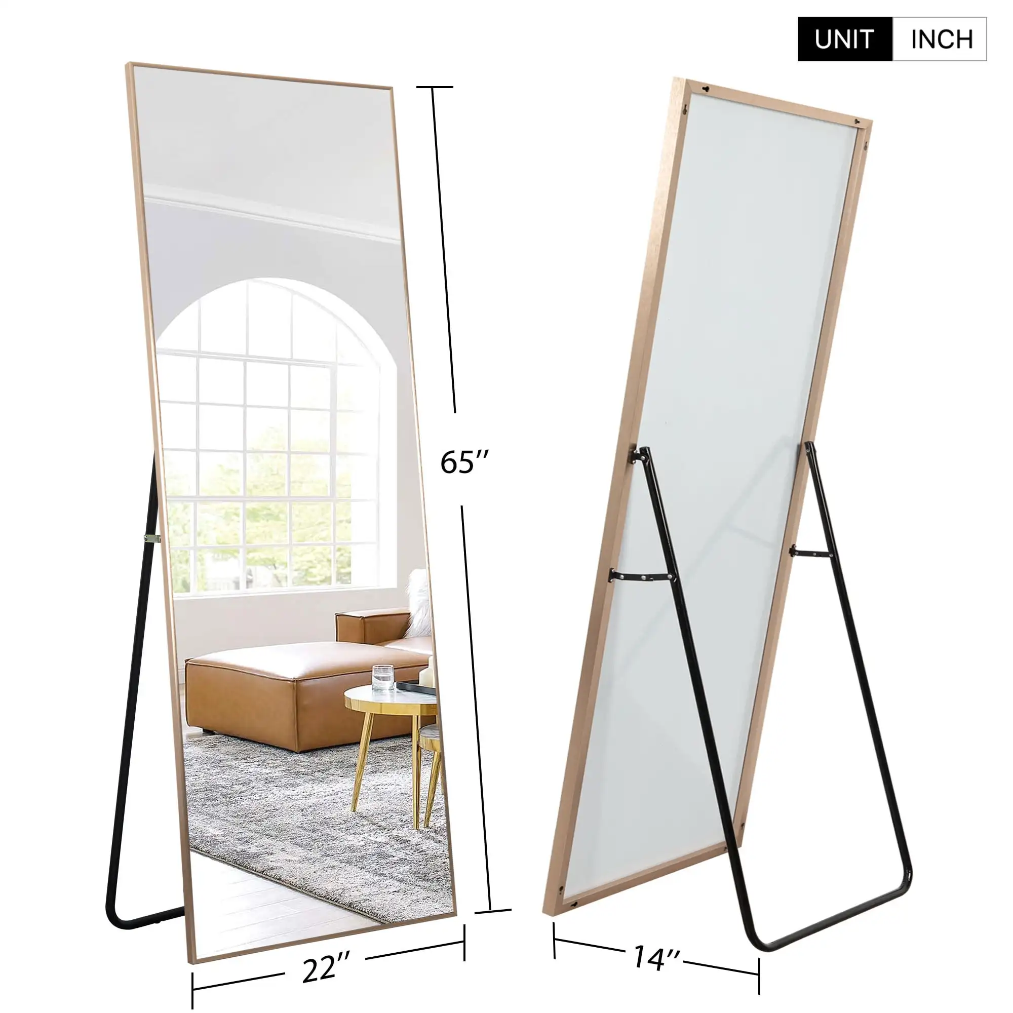 NeuType Full Length Rectangular Standing Floor Mirror with Aluminum ...