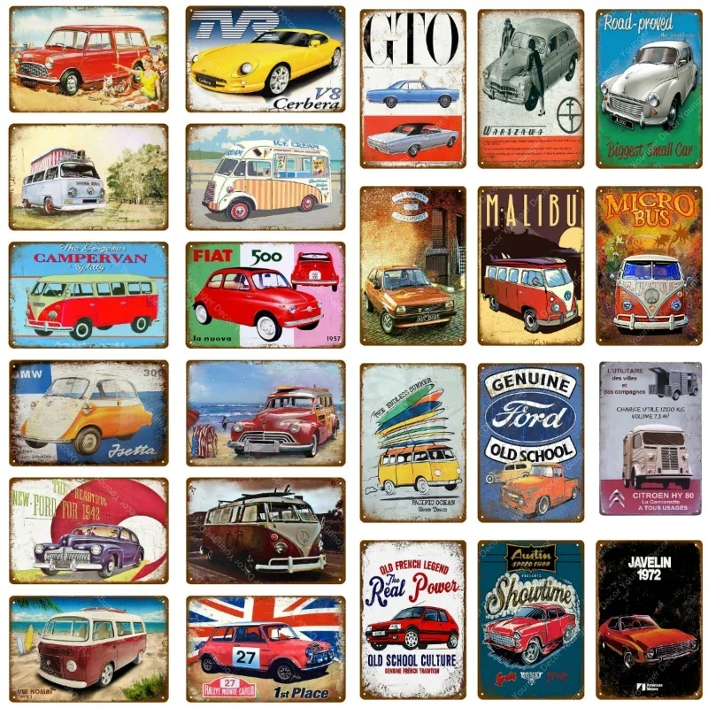 Retro-Old-School-Street-Rods-Car-Tin-Signs-Campervan-Vintage-Metal ...
