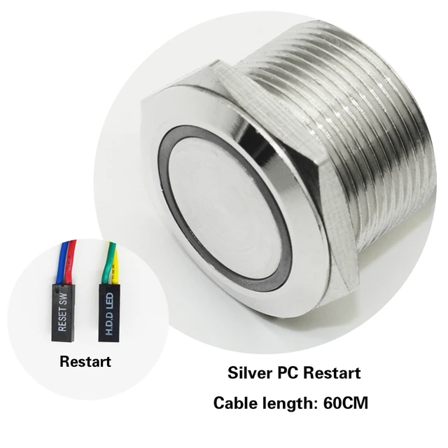 PC Host Start Restart LED Metal Button Switch PC DIY 12mm 16mm 19mm ...