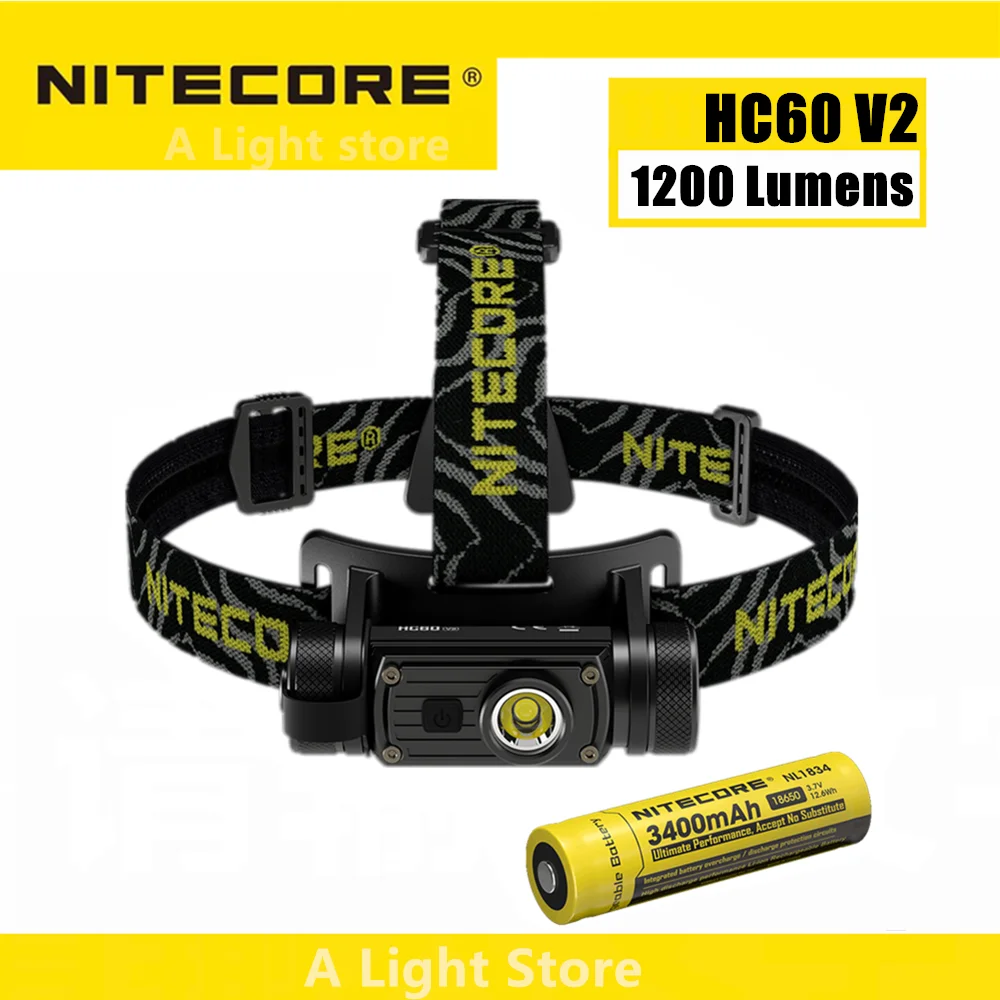 Nitecore Hc60 V2 Usb-c Farol Recarregável 1200 Lumens 180 ° Ângulo ...
