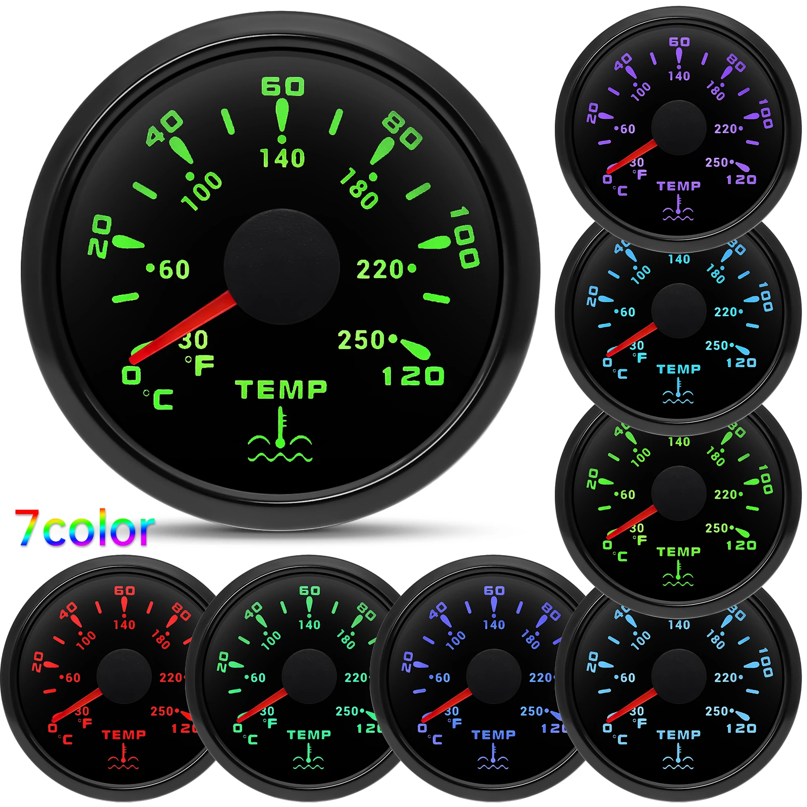 7Color-Backlight-Waterproof-Water-Temperature-52MM-Car-Water ...