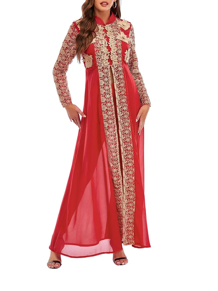 Chiffon-Muslim-Kaftan-Dress-Women-2-Piece-Set-Robe-longue-Dubai-Turkey ...