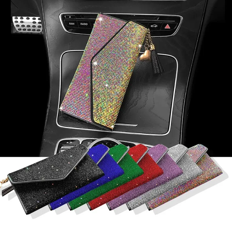 Bling-Bling-Rhinestone-Car-Driver-License-Holder-Bag-Auto-Multi ...