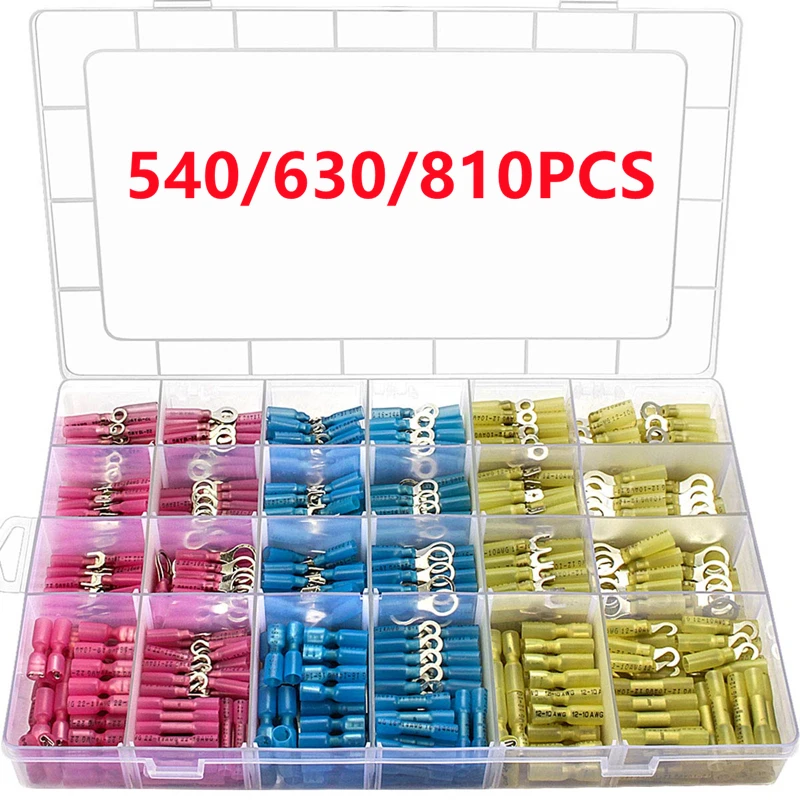 810-630-540pcs-Heat-Shrink-Wire-Connector-Ring-Butt-Splice-Waterproof ...