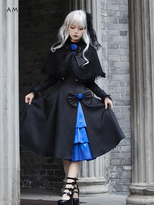 Original-Design-CLA-Contrast-Color-Blue-and-Black-Cloak-Lolita-Dresses ...