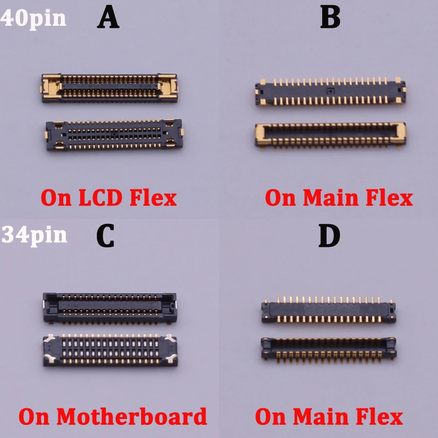10pcs 34 40 Pin Tela Lcd FPC Conector Na Placa Mãe Para Samsung Galaxy ...